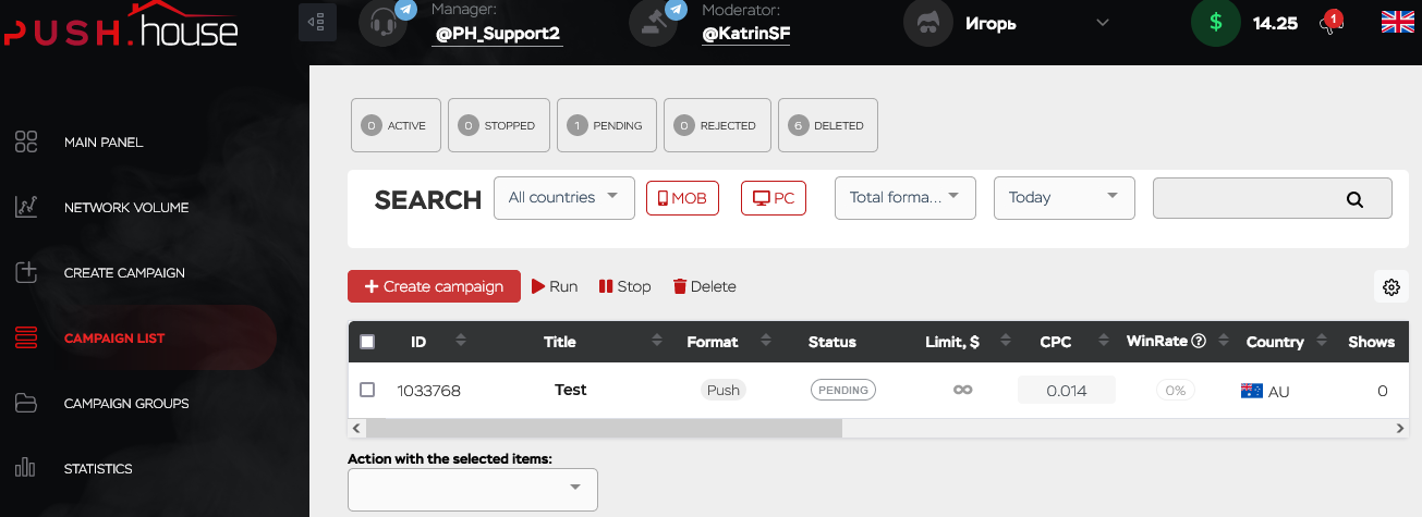 Creating and Launching Ad Campaigns on Push.House